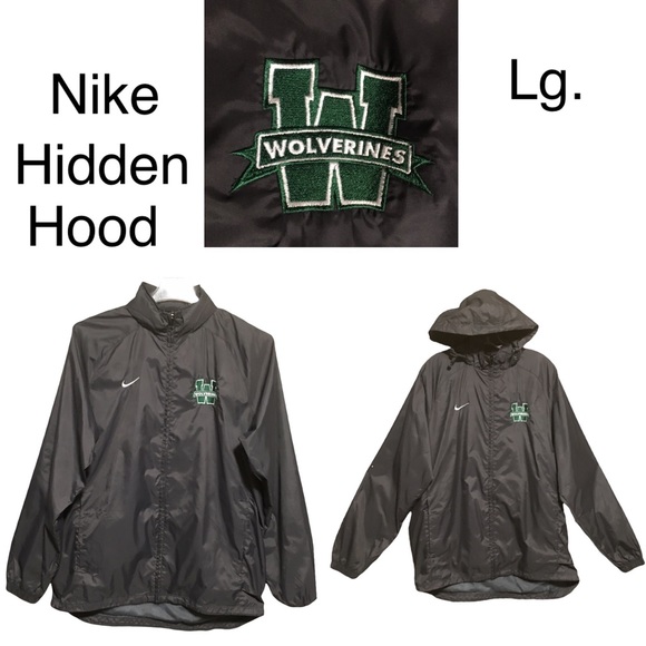 Nike | Jackets & Coats | Nike Lg Hidden Hood Full Zip Wolverines Gray ...